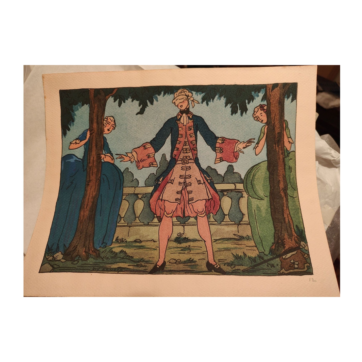 Colin-Maillard – Gravure en couleurs de Guy Arnoux (1930), très rare ...