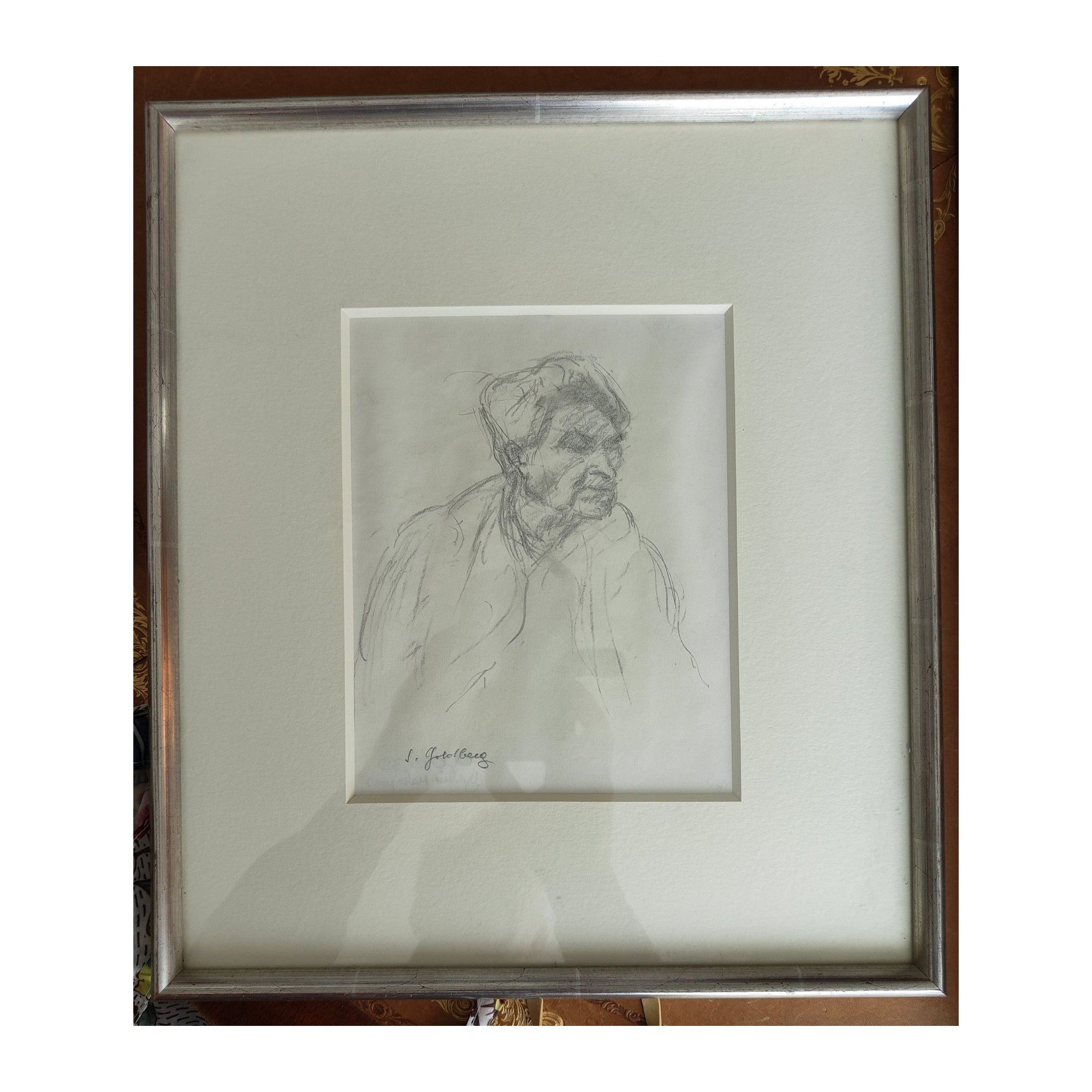 Portrait du sculpteur Léopold Kretz – Dessin au crayon signé Simon ...